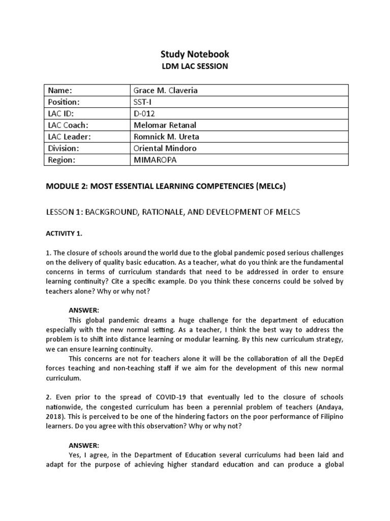 Module 2 Activity Claveria | PDF | Competence (Human Resources) | Curriculum