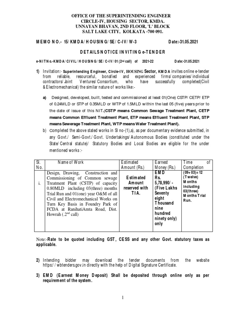 0.8 MLD STP Design Drawings | PDF | Joint Venture | Guarantee