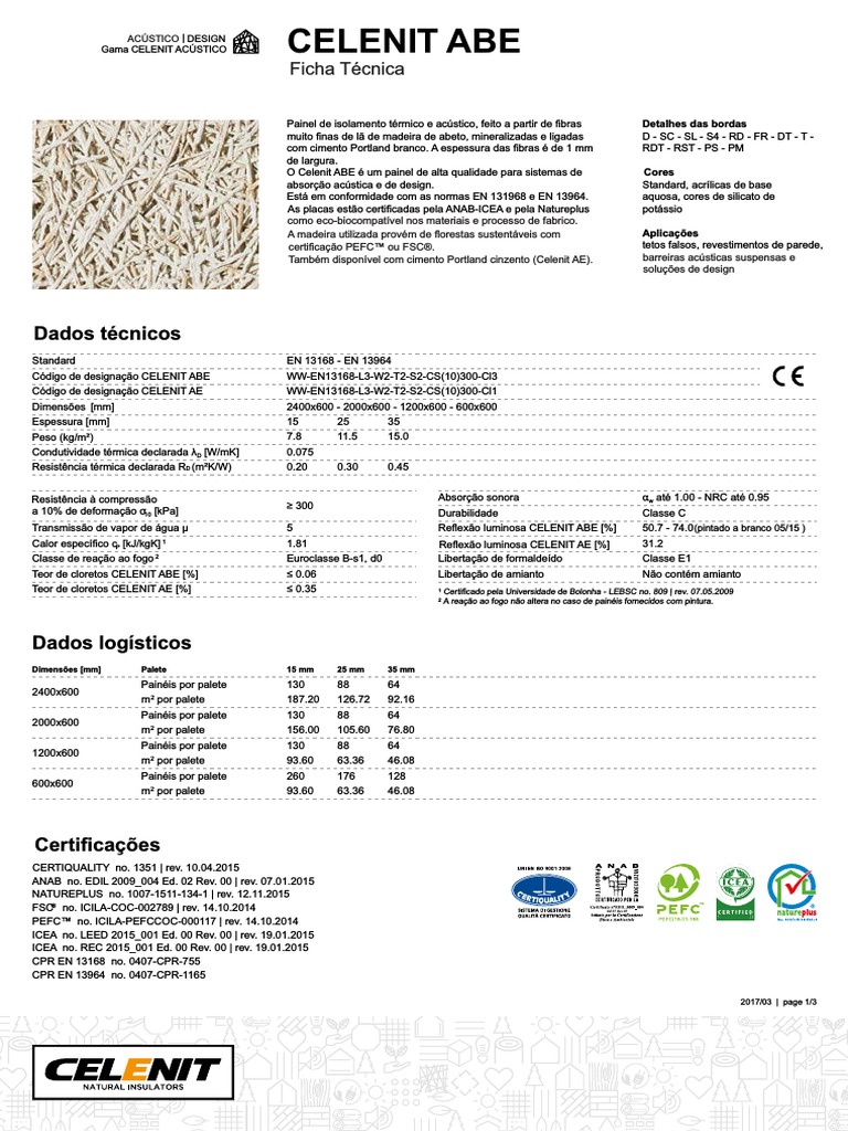 Ficha Tecnica Celenit Abe pdf1504866627 | PDF | Madeira | Materiais