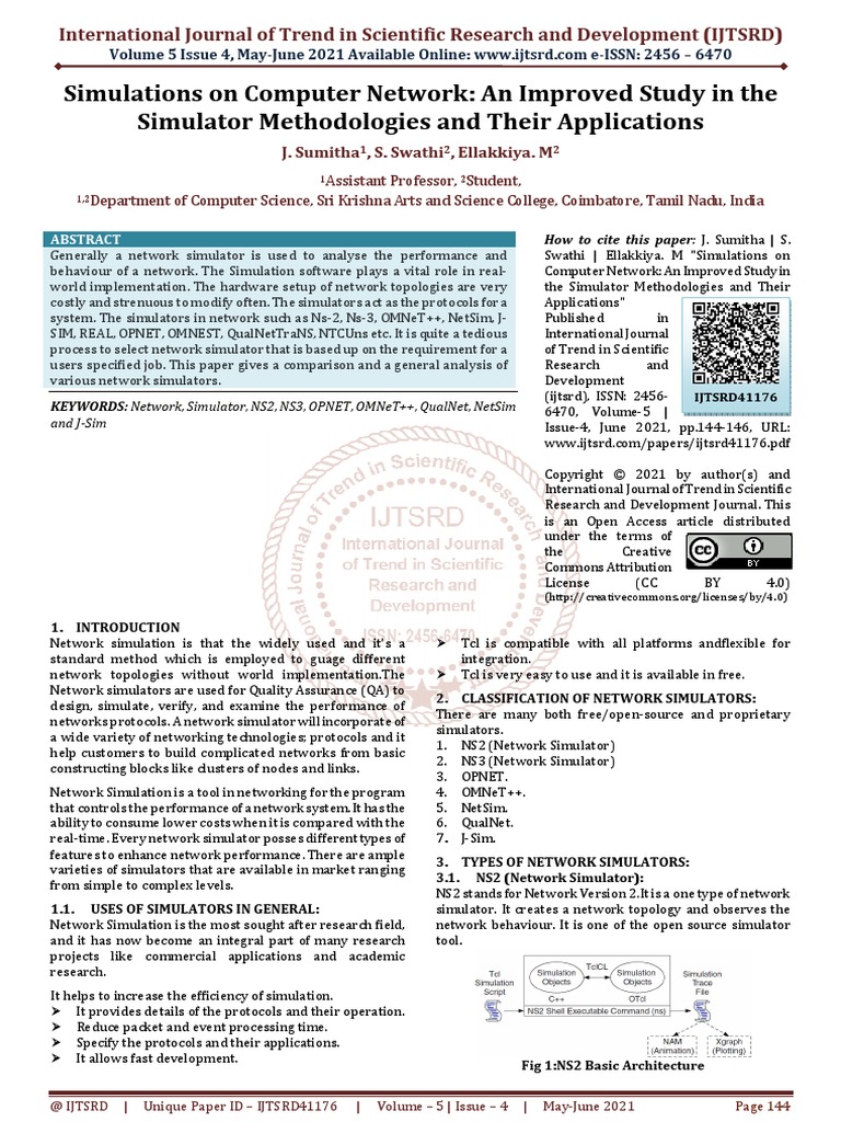 Simulations On Computer Network An Improved Study in The Simulator Methodologies and Their ...