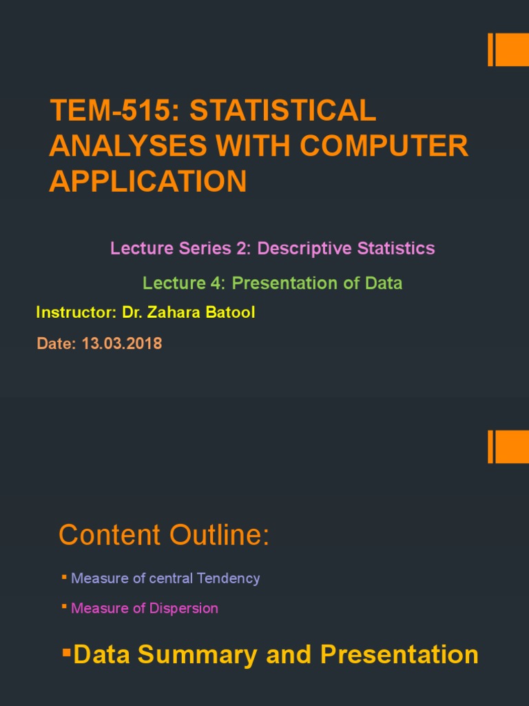 Data Summary and Presentation 1 | PDF | Chart | Categorical Variable