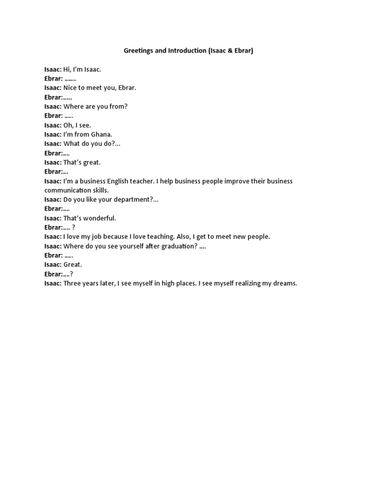 Greetings and Introduction | PDF