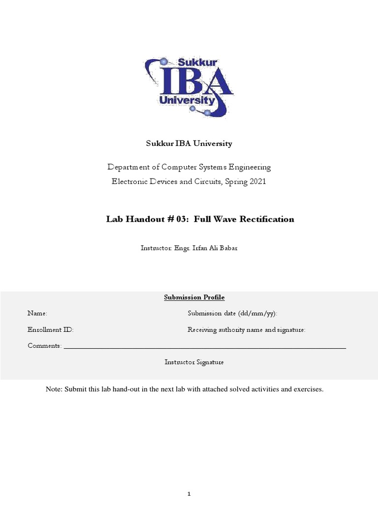 Lab Handouts # 3 | PDF | Rectifier | Diode