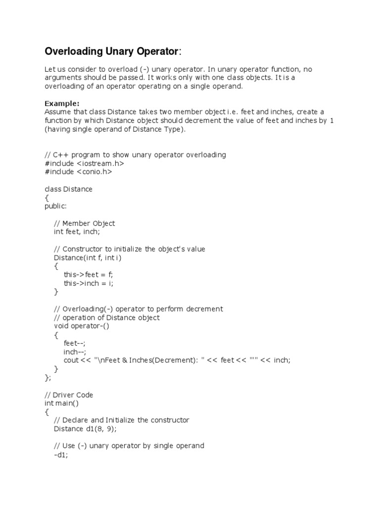 Binary Operator Overloading Pdf Programming Paradigms Software Engineering