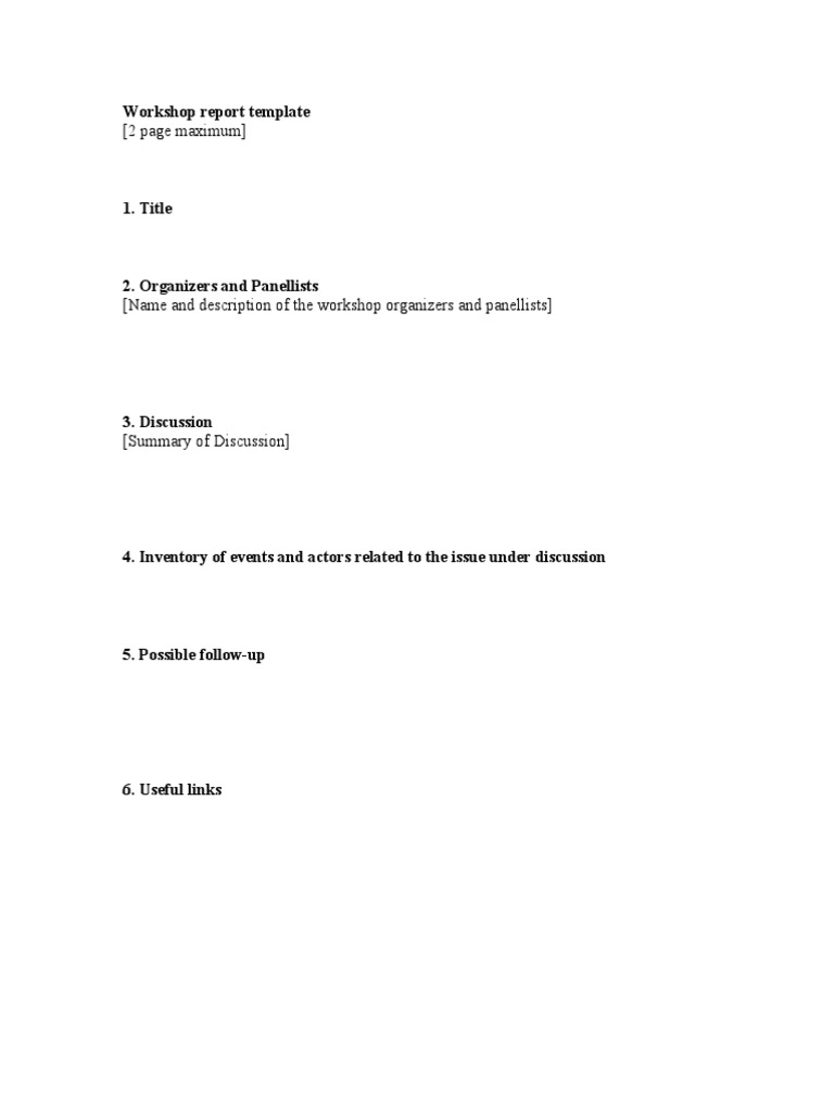 Workshop Report Template | PDF