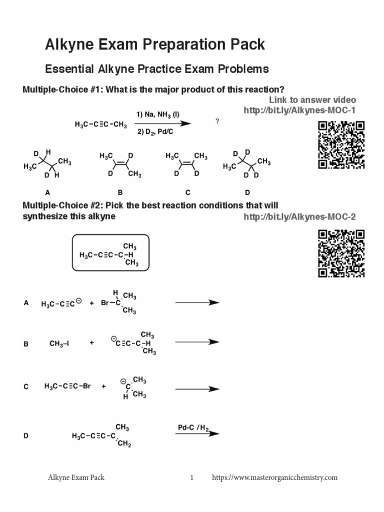 Alkyne Exam Preparation Pack | PDF | Organic Synthesis | Chemical Reactions