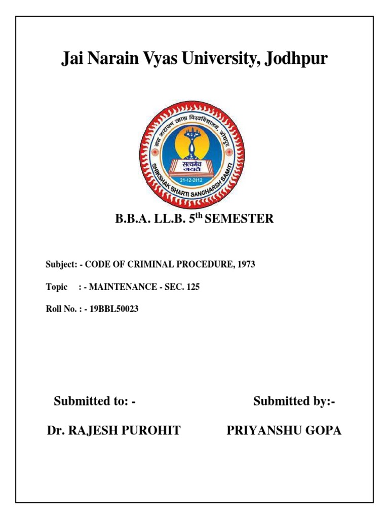 Jai Narain Vyas University, Jodhpur: B.B.A. LL.B. 5 Semester | Download Free PDF | Wife | Husband