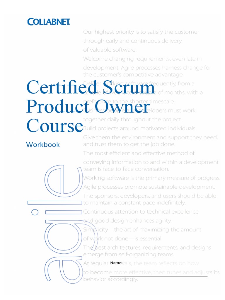 CSPO Course Workbook 1.0 | PDF | Scrum (Software Development) | Agile ...