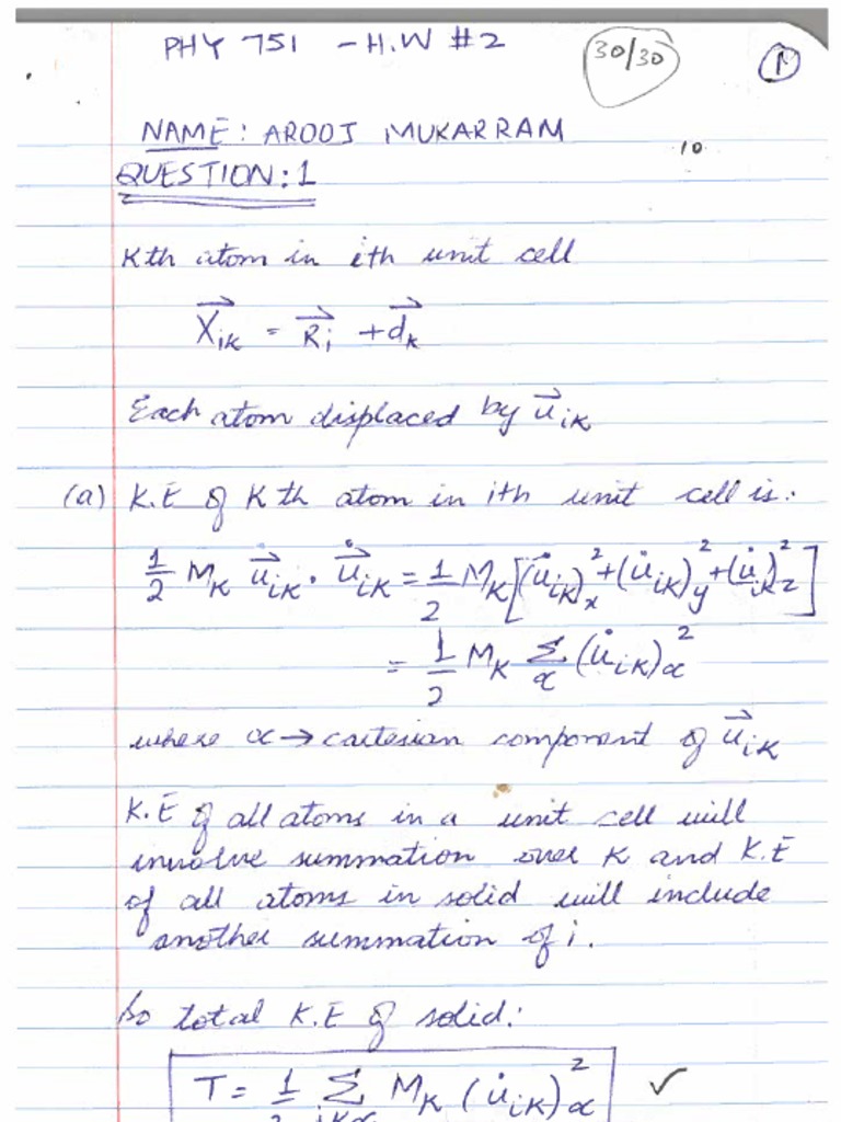 Solid State Physics - Problem Set 2 | PDF