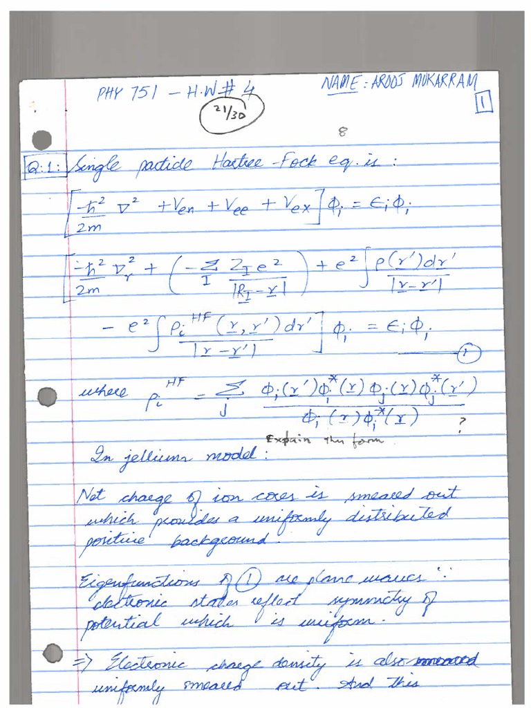 Solid State Physics - Problem Set 4 | PDF