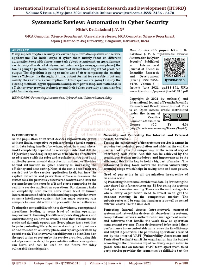 Systematic Review Automation in Cyber Security | PDF | Penetration Test ...