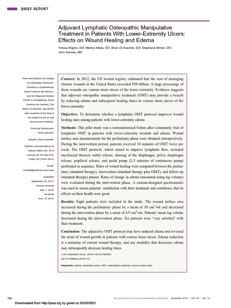 Adjuvant Lymphatic Osteopathic Manipulative Treatment in Patients With ...