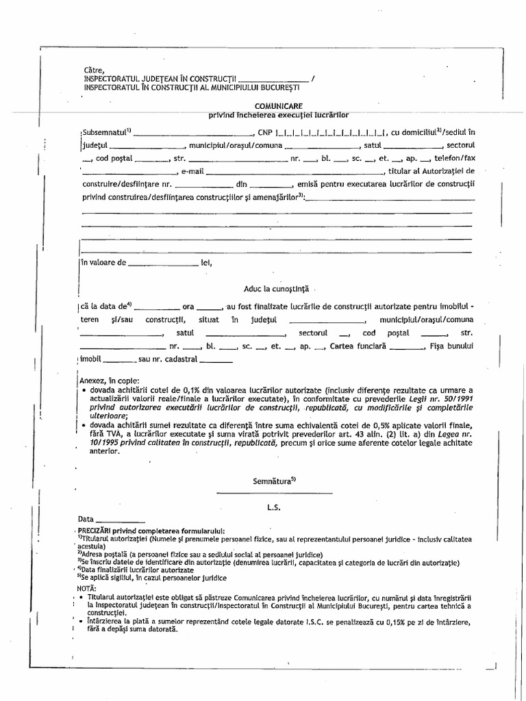 Comunicare Incheierea Lucrarilor | PDF