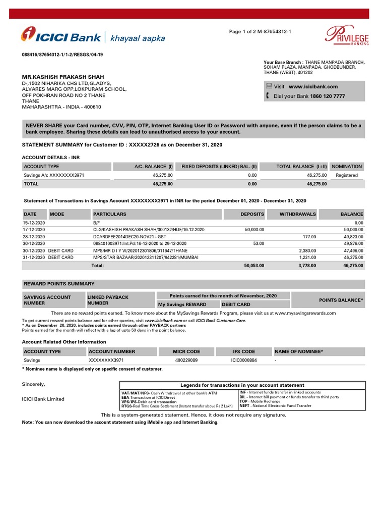 Icici Bank Dec 2020 | PDF | Banks | Insurance