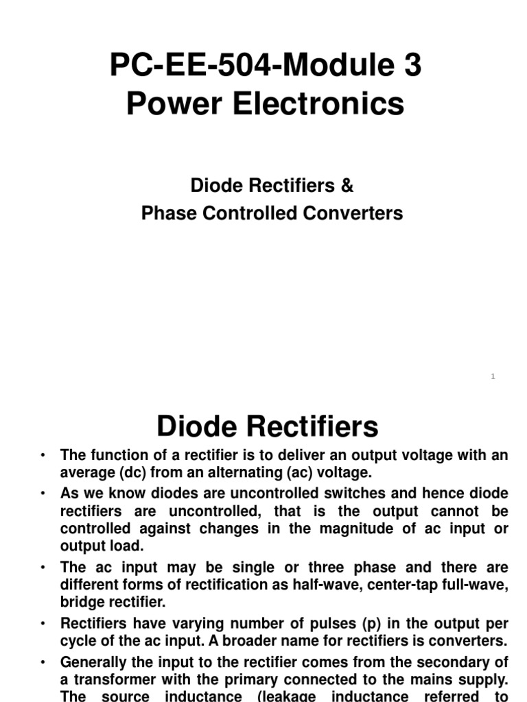 PC-EE-504-Module 3 Power Electronics: Diode Rectifiers & Phase Controlled Converters | PDF ...