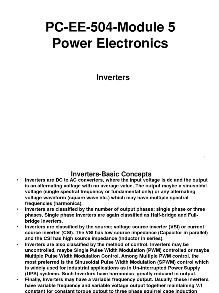 PC-EE-504-Module 5 Power Electronics: Inverters | PDF | Power Inverter | Power Electronics