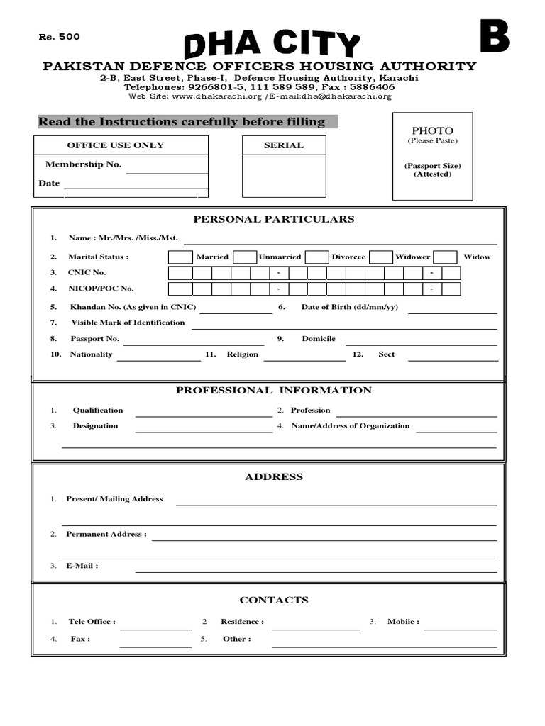 Dha Member Form B | PDF | Passport | Identity Document