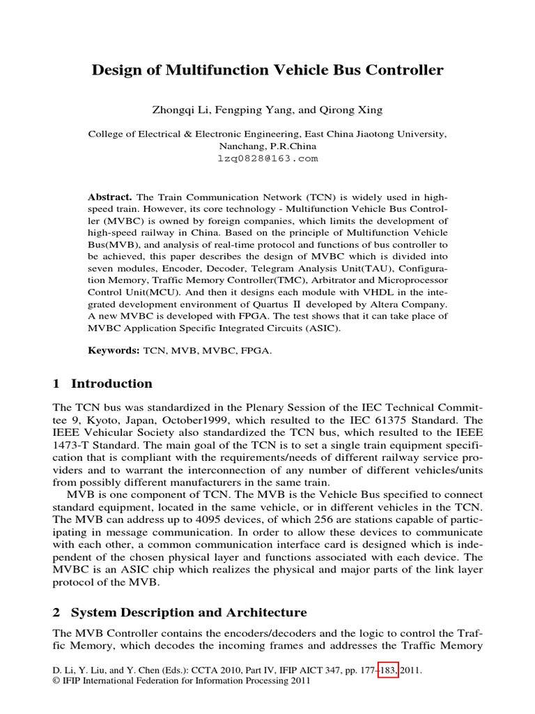 Design of Multifunction Vehicle Bus Controller: Abstract. The Train ...