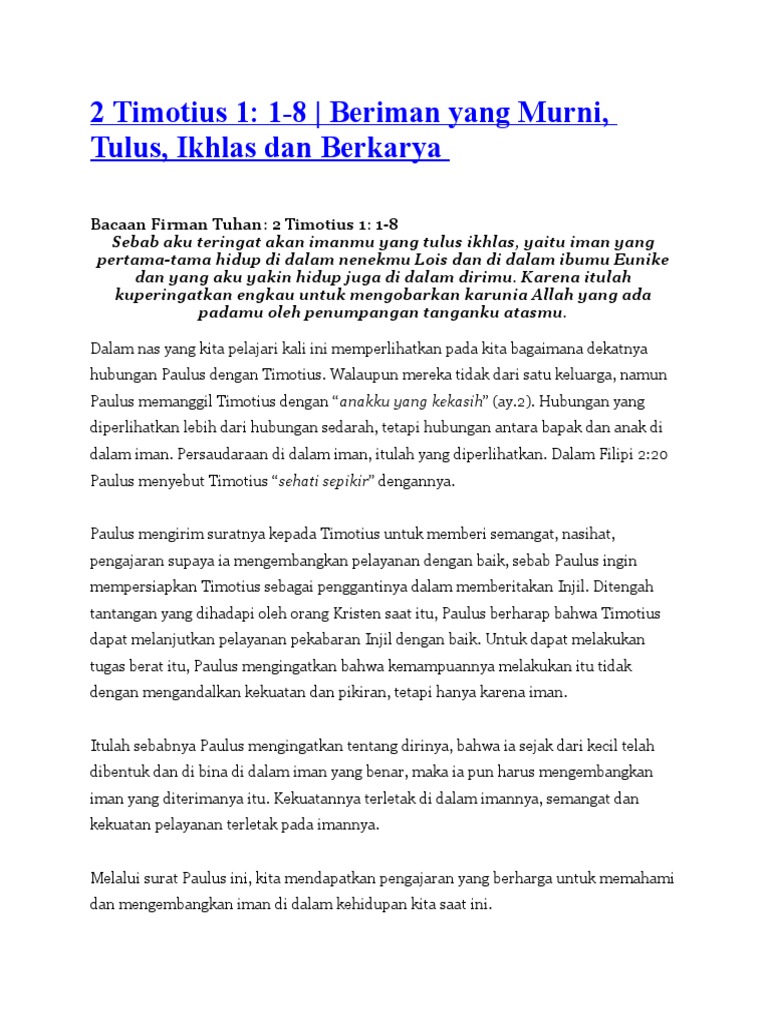 2 Timotius 1 | PDF