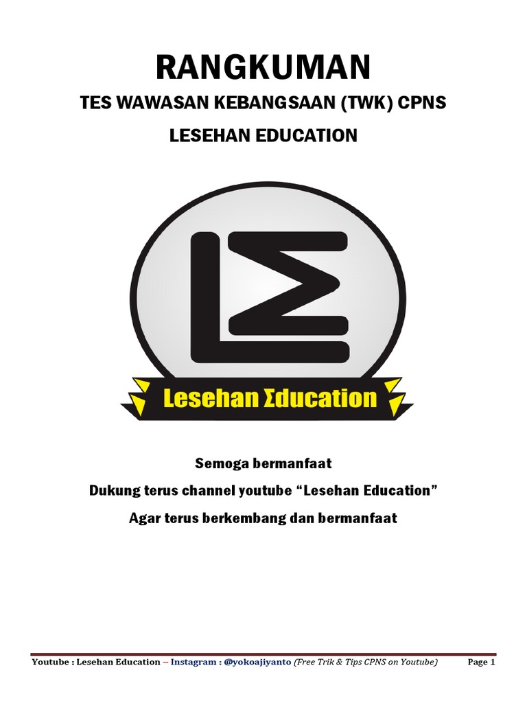 Rangkuman TWK Cpns - Lesedu | PDF | You Tube | Leisure