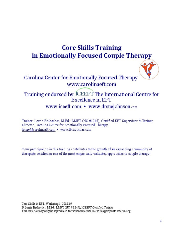 Core Skills Training in Emotionally Focused Couple Therapy | PDF ...