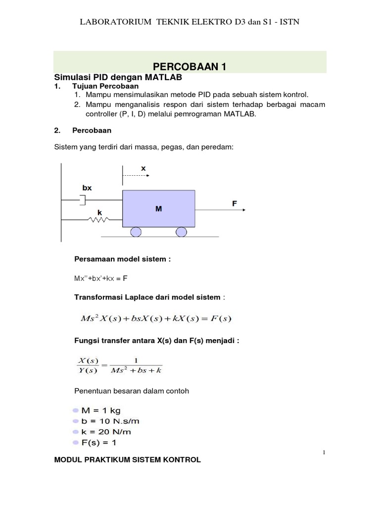 Modul Praktek Sistem Kendali | PDF