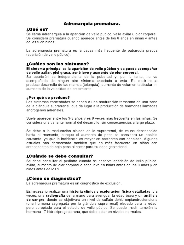 Adrenarquia Peematura | PDF | Sistema endocrino | Medicina CLINICA