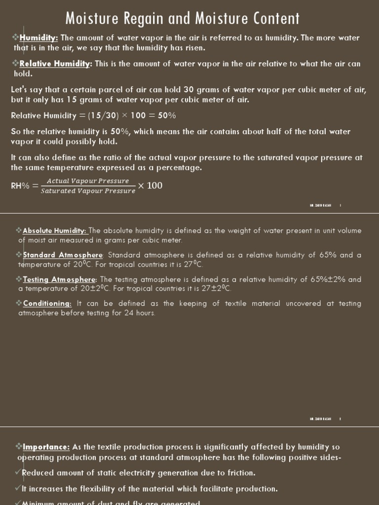 Moisture Regain and Moisture Content | Download Free PDF | Humidity ...