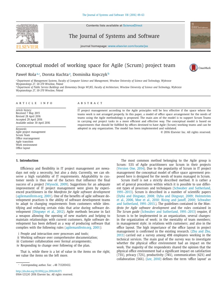 Conceptual Model of Working Space For Agile (Scrum) Project Team | PDF ...