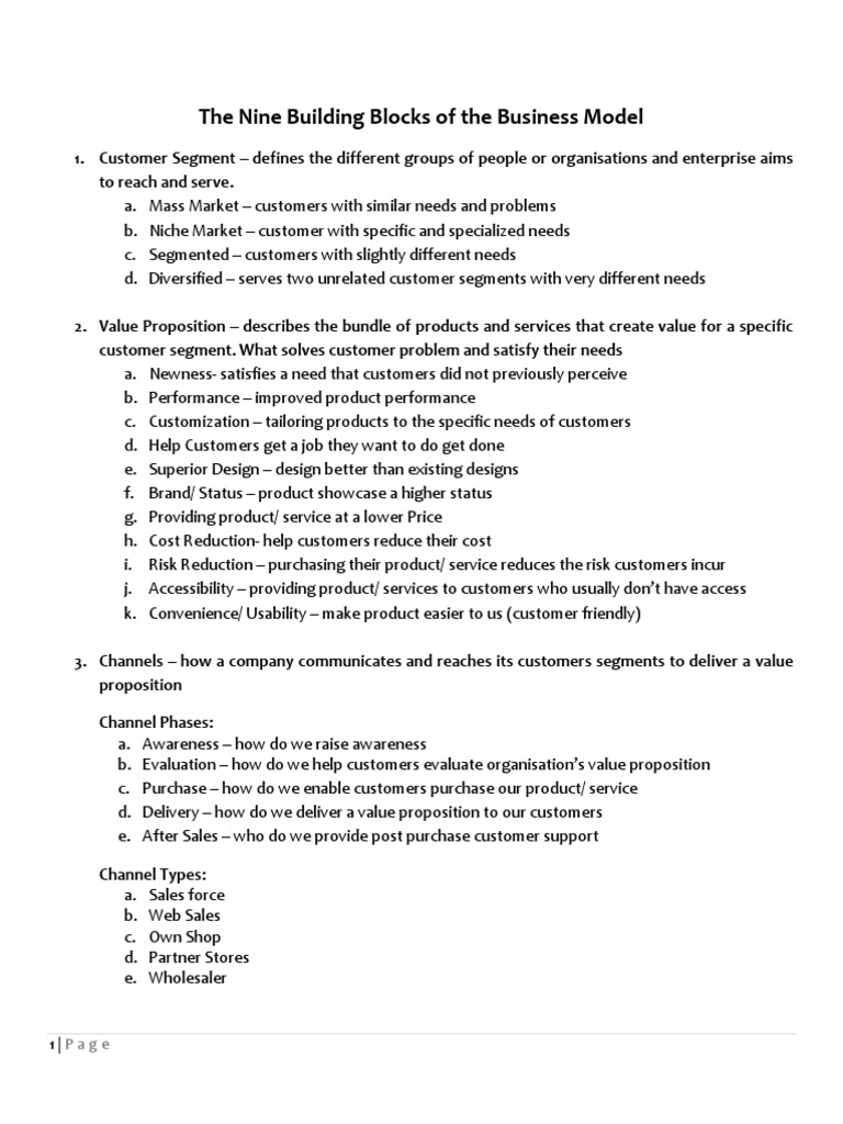 Nine Building Blocks of The Business Model | PDF | Business Model ...