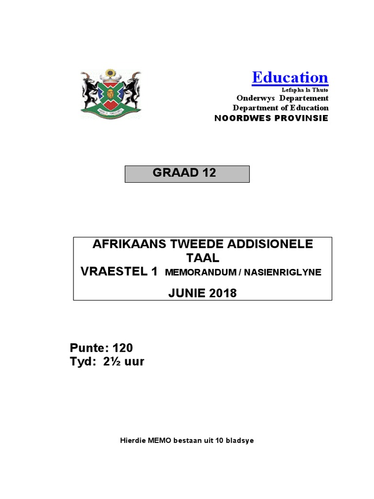 2018 Jun TAT VR 1 Memo Final GR 12 | PDF