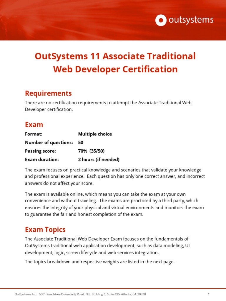 Associate Traditional Web Developer Certification Detail Sheet - en | PDF