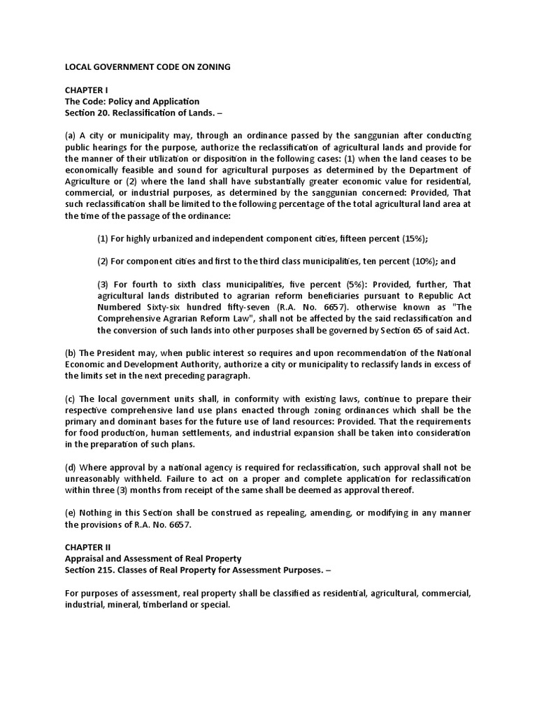 Local Government Code On Zoning | PDF | Zoning | Property