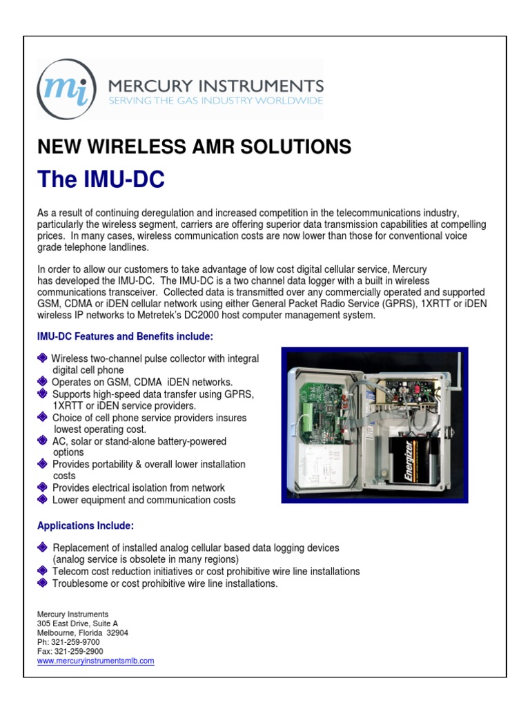 The Imu-Dc: New Wireless Amr Solutions | PDF | Mobile Phones | Wireless