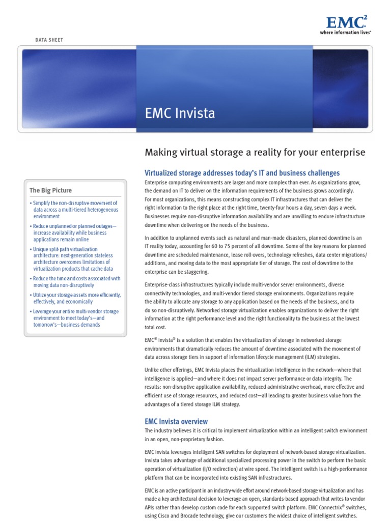 EMC Invista | PDF | Virtualization | Computer Data Storage