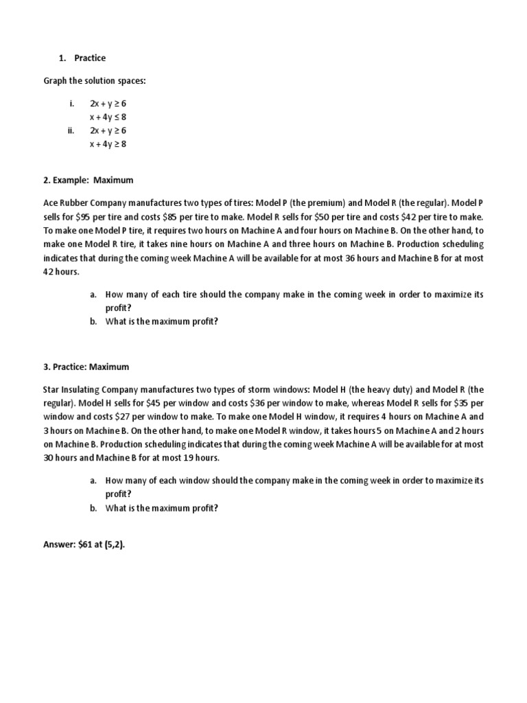 Maths Example and Practice - Max Min Linear | PDF | Gasoline | Oil Refinery