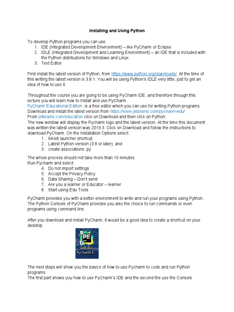 Installing and Using Python | Download Free PDF | Command Line Interface | Integrated ...