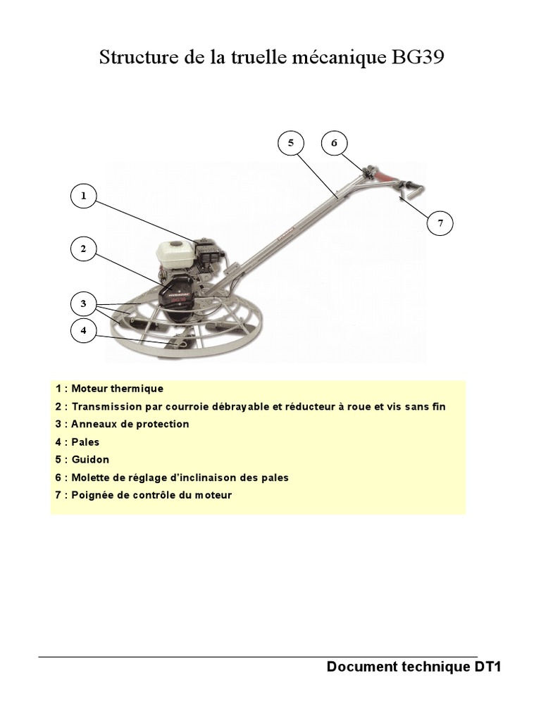 Truelle mécanique BG39 : caractéristiques et fonctionnement | PDF ...