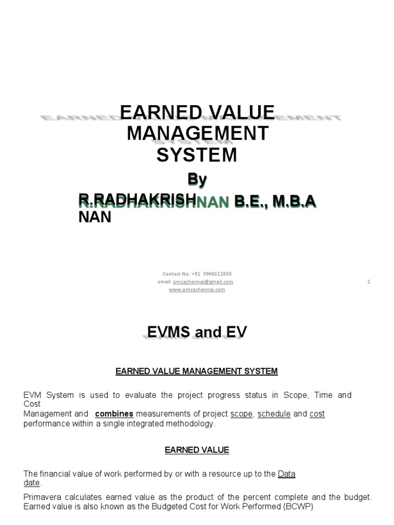Earned Value Management System | PDF | Business | Science