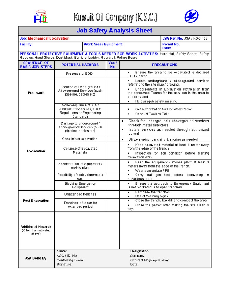 Mechanical Excavation Safety Analysis | PDF | Personal Protective ...