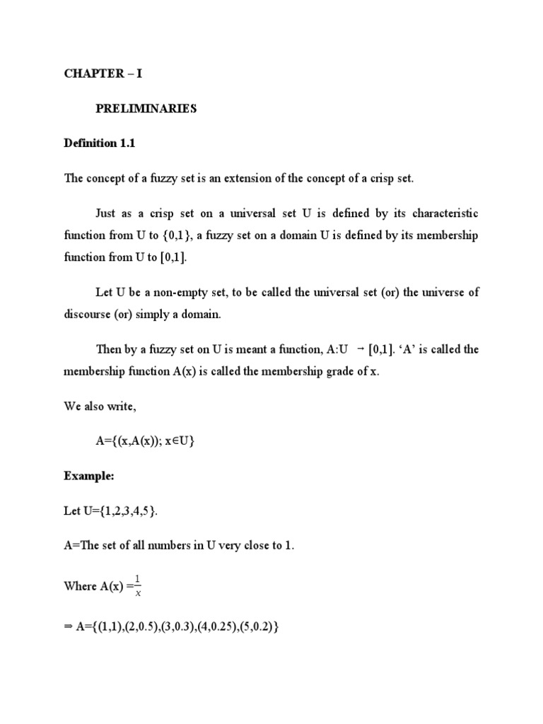 Chapter - I Preliminaries Definition 1.1 | PDF | Function (Mathematics) | Set (Mathematics)