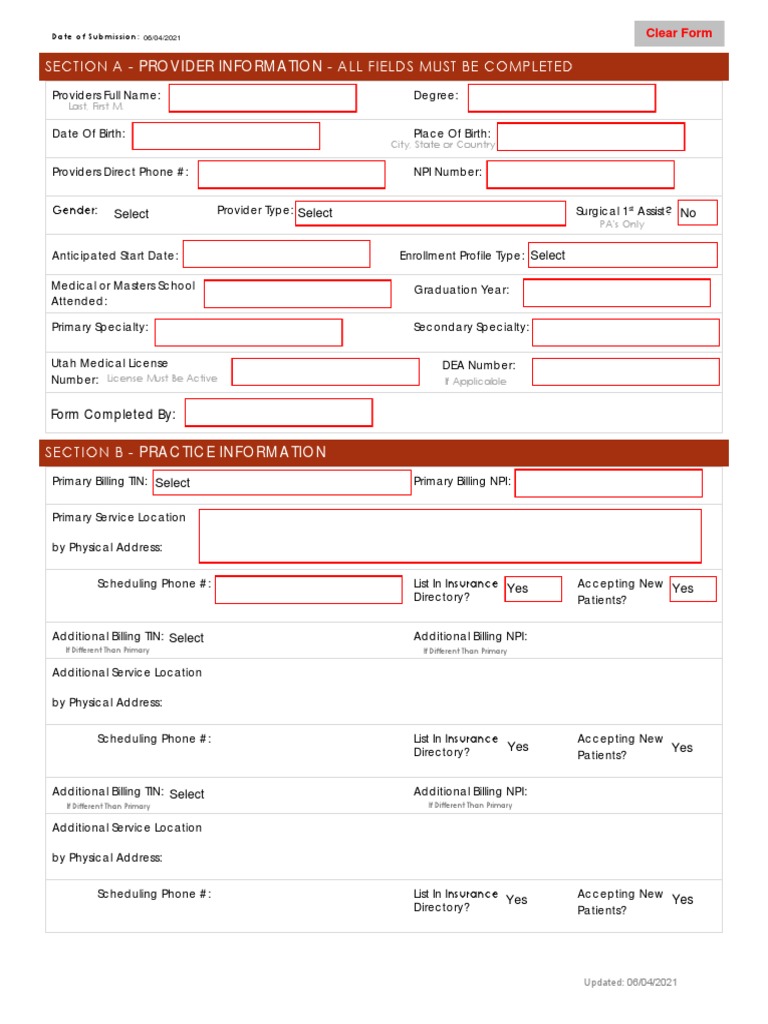 Payer Enrollment - New Provider Onboarding Form | PDF | Health Policy ...