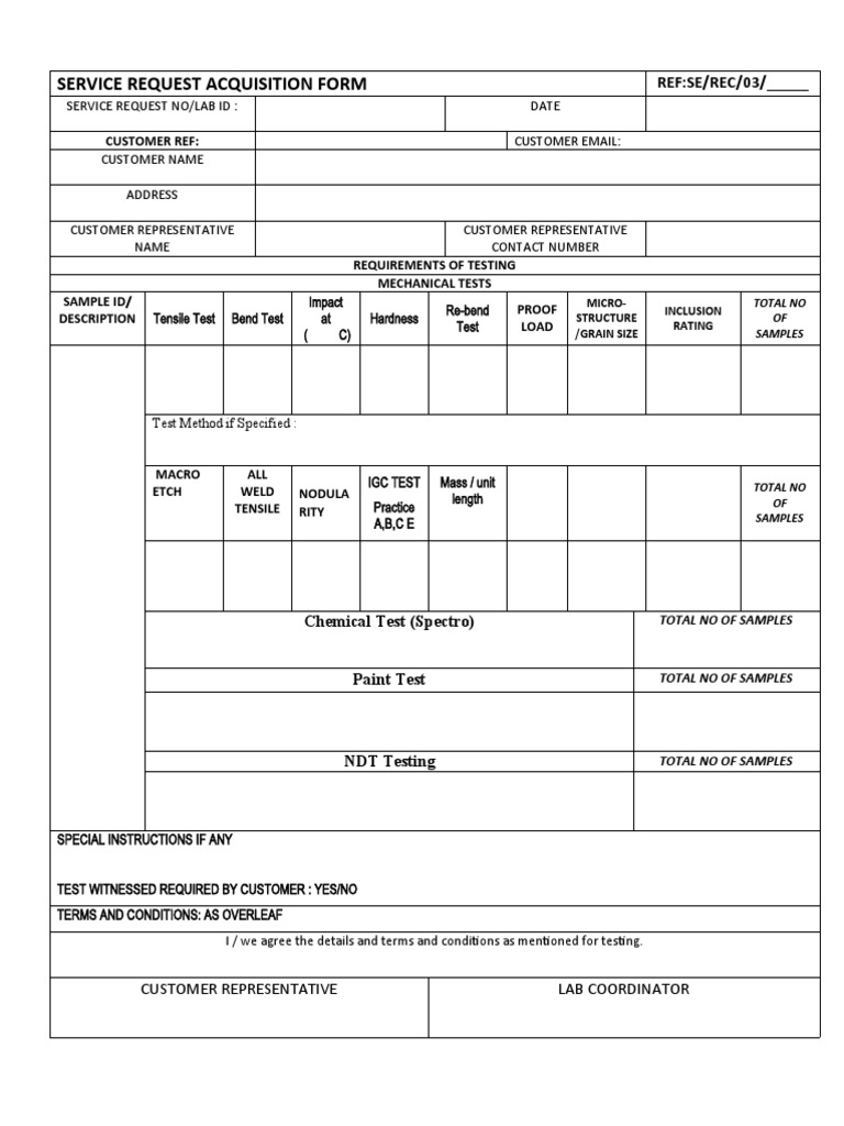 03 - SERVICE REQUEST Aquisition FORM | PDF | Business