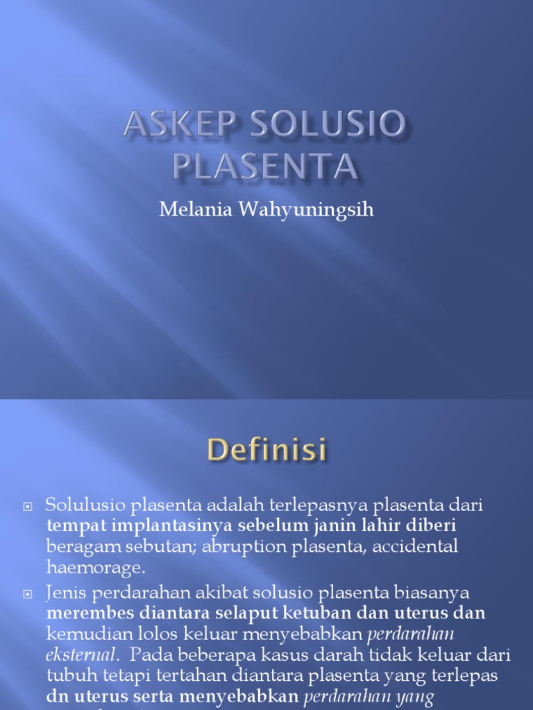 Askep Solusio Plasenta Dan Plasenta Previa | PDF