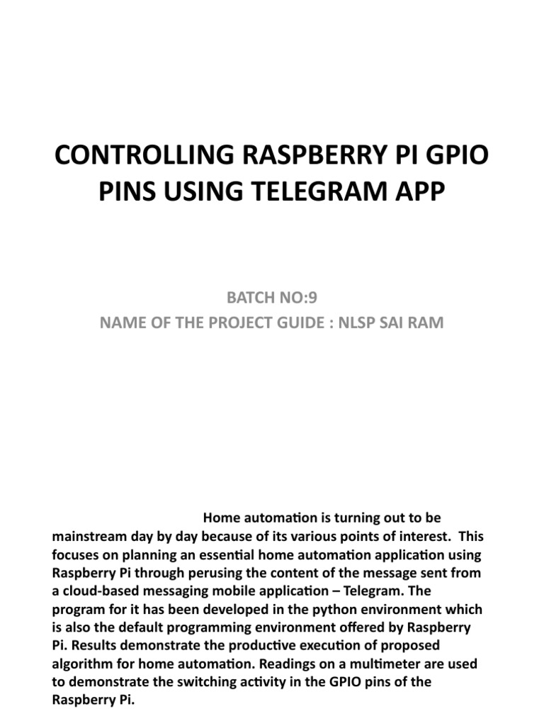 Controlling Raspberry Pi Gpio Pins Using Telegram App | PDF ...