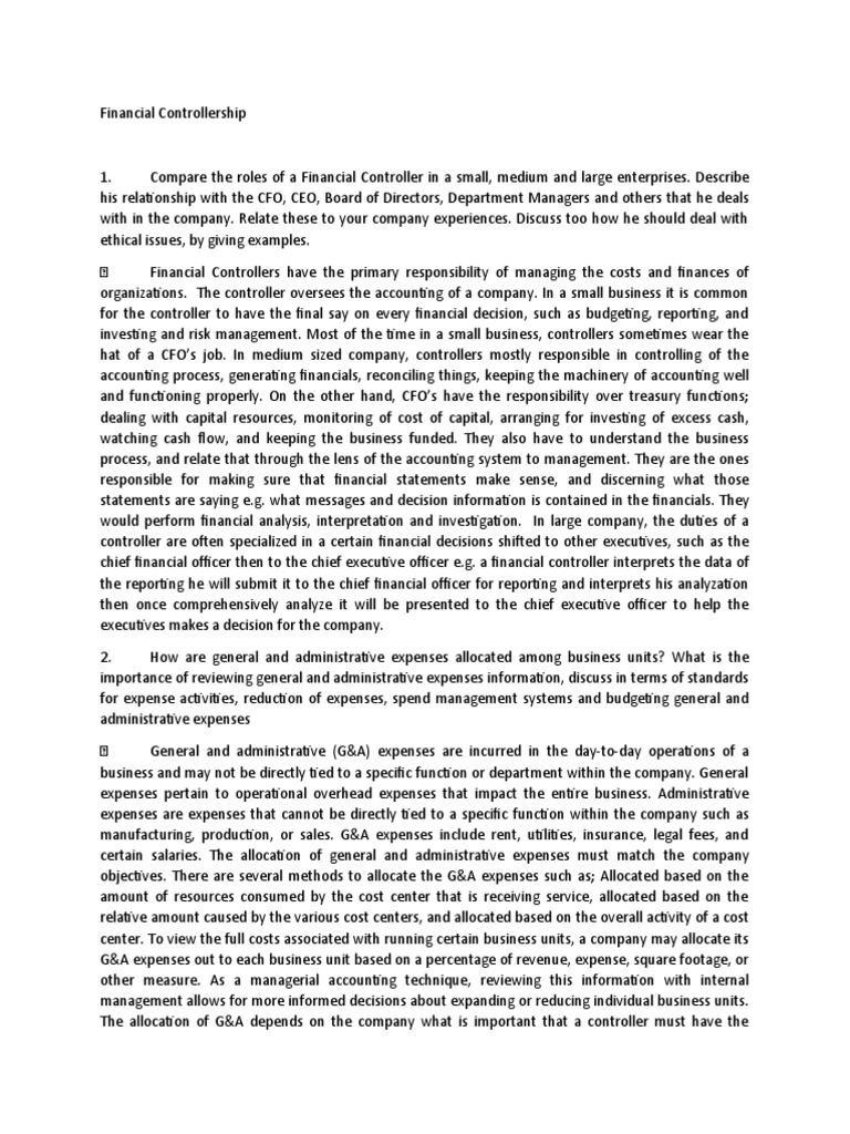 Financial Controllership | Download Free PDF | Inventory | Equity (Finance)