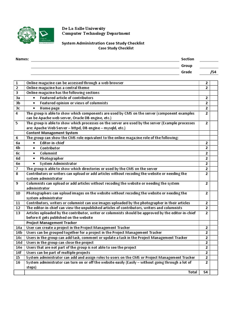 System Administration Case Study Checklist | PDF | Websites | Web Server