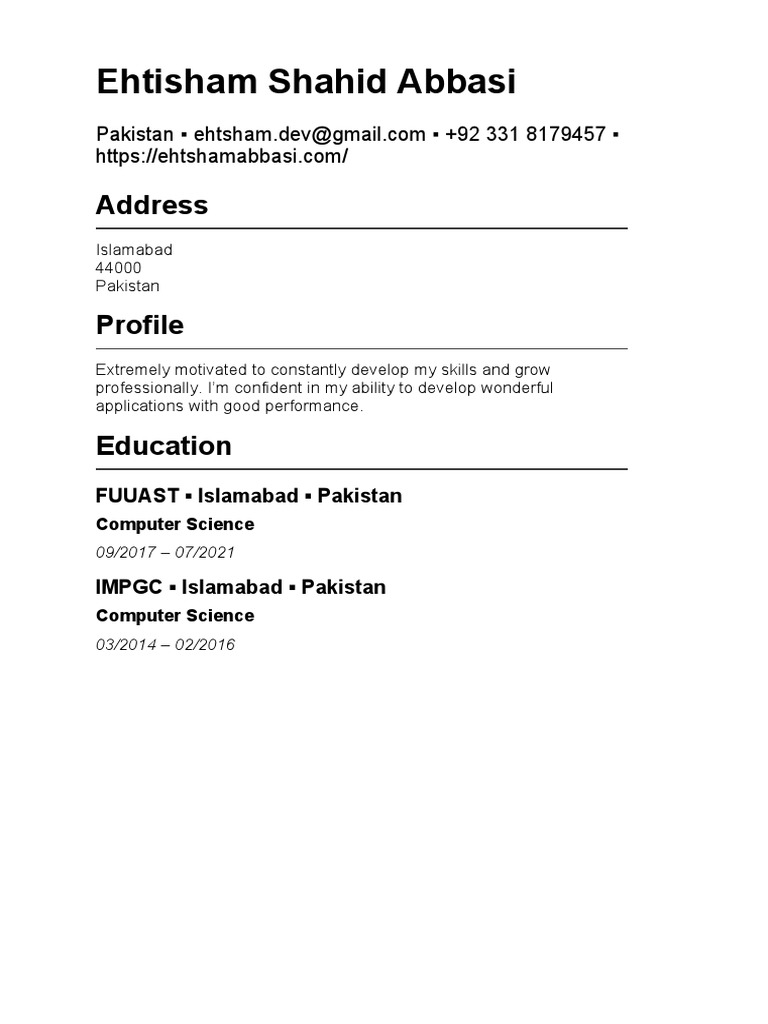 Aspiring Software Developer Profile | PDF