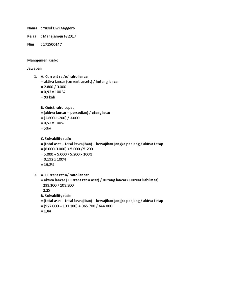 Tugas Manajemen Resiko | PDF | Teaching Methods & Materials