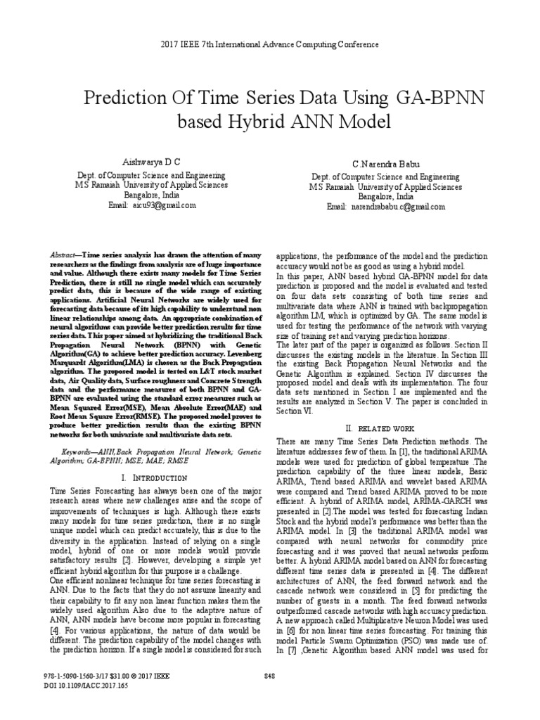 Prediction of Time Series Data Using GA-BPNN Based Hybrid ANN Model | Download Free PDF ...